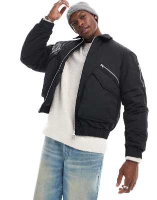 Jack & Jones Bomber Jacket With Zip Pockets In Black | ModeSens