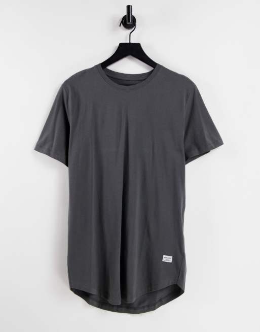 Jack And Jones Essentials Organic Cotton Longline Curve Hem T Shirt In