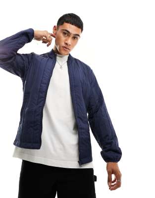 Jack & Jones Essentials quilted jacket in navy | ASOS