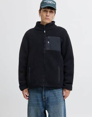 Jack & Jones Fleece jacket in black | ASOS