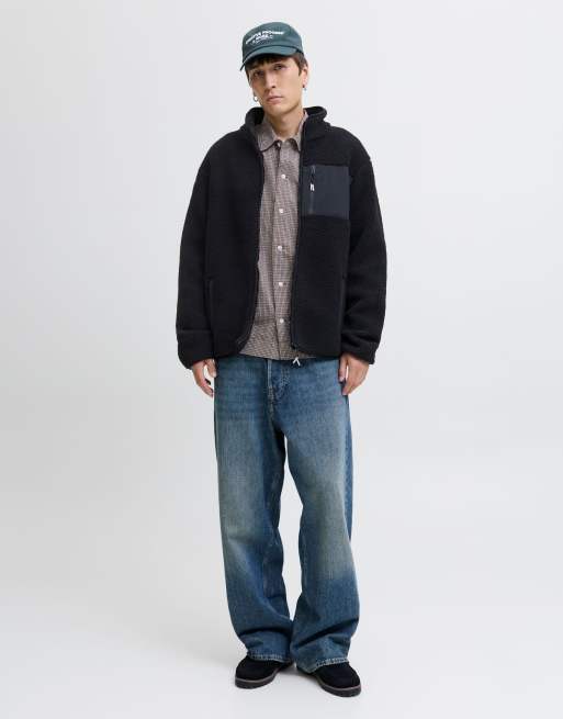 Jack & Jones Fleece jacket in black | ASOS
