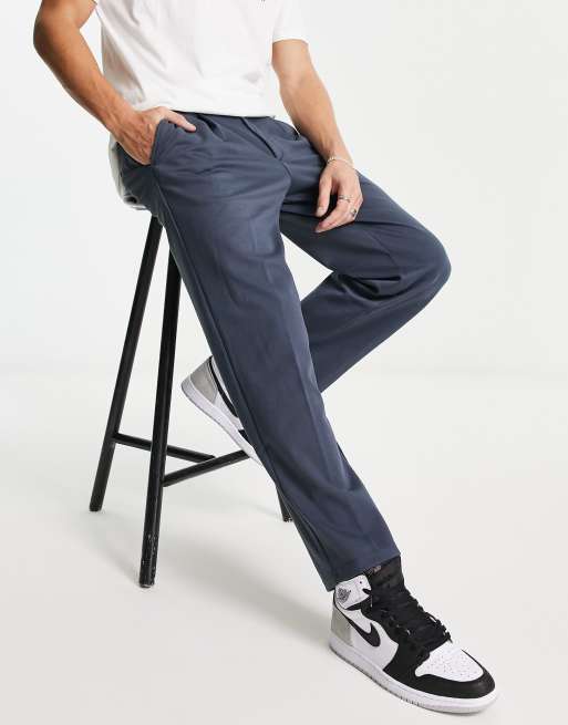 Jack And Jones Intelligence Bill Wide Fit Smart Pants In Gray Blue Asos