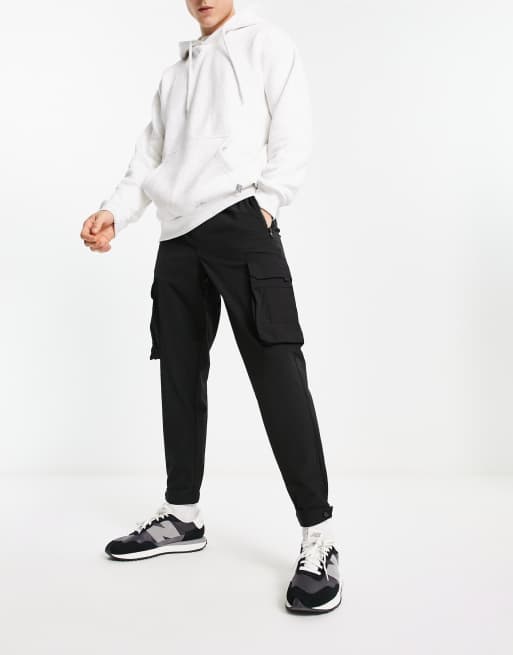 Jack & Jones Intelligence - Pantalon cargo en nylon technique avec détail en tulle - Noir | ASOS