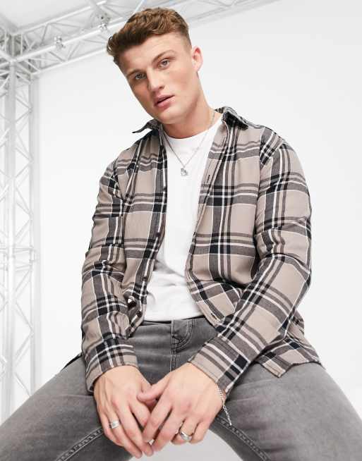 Jack & Jones Originals check shirt in beige | ASOS