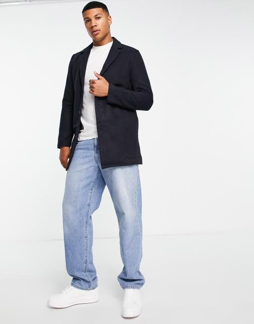 Jack & Jones Originals - Manteau en imitation laine - Bleu marine | ASOS