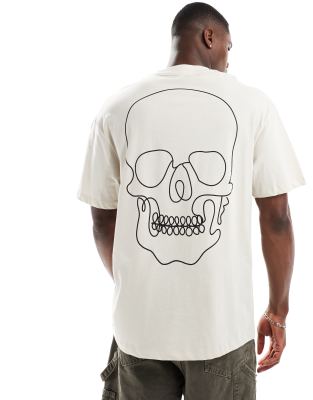 Jack & Jones Originals oversized T-shirt with skull back print in gray ...