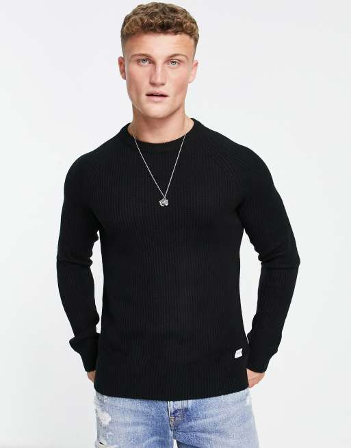 Jack & Jones Originals ribbed jumper in black | ASOS