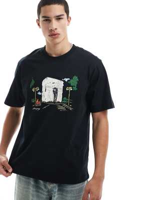 Jack & Jones – Oversize-T-Shirt in Schwarz mit Triumphbogen-Print auf ...