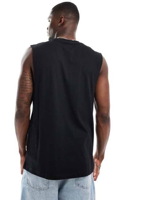 Jack & Jones oversized drop armhole singlet in black | ASOS