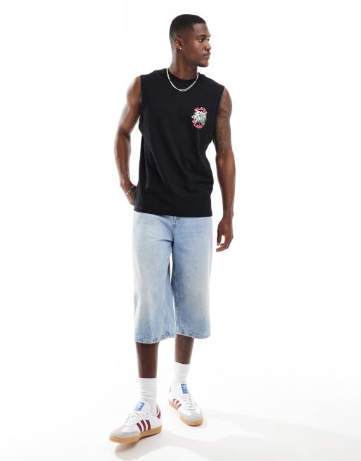 Jack & Jones oversized drop armhole singlet in black | ASOS
