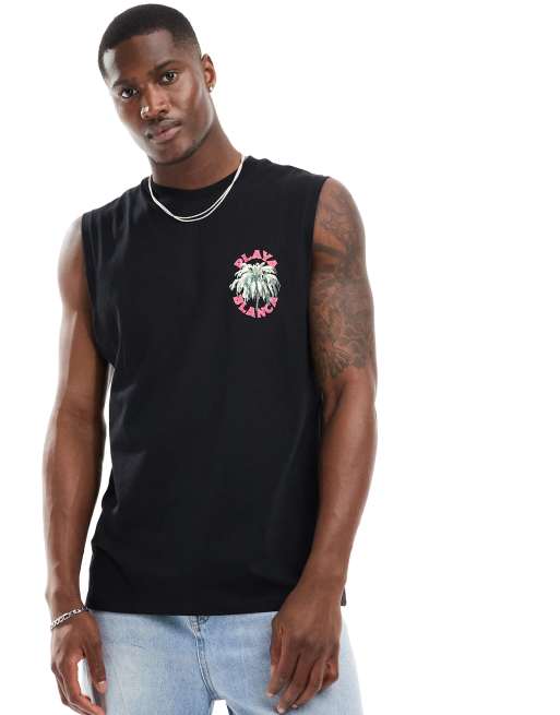 Jack & Jones oversized drop armhole singlet in black | ASOS