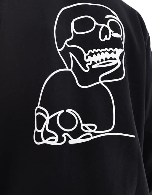 Jack & Jones oversized skull back print hoodie in black | ASOS
