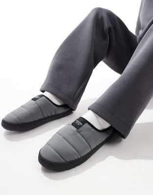 Jack & Jones padded mule slippers in light grey | ASOS