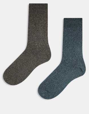 Jack & Jones premium 2 pack socks in brown and green | ASOS