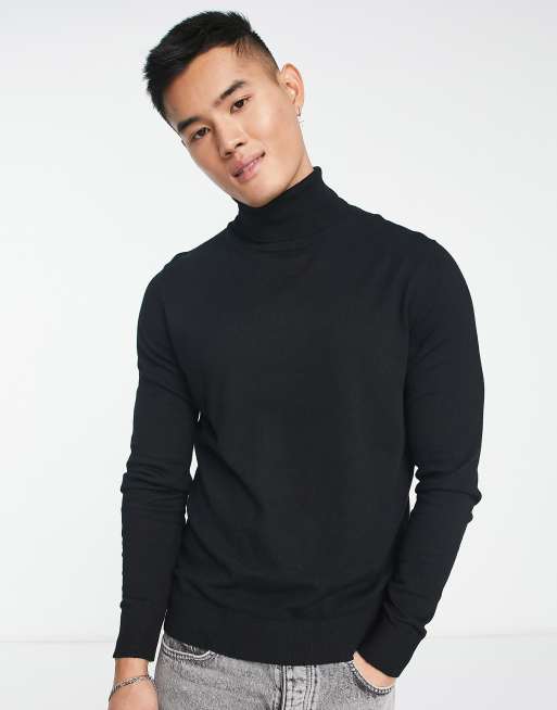 Jack & Jones roll neck jumper in black | ASOS