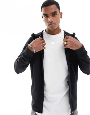 Jack & Jones zip up tech hoodie in black | ASOS