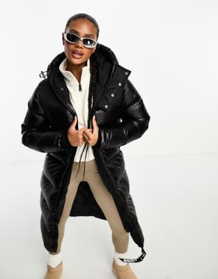 JACK1T diamond down extra long jacket in black | ASOS