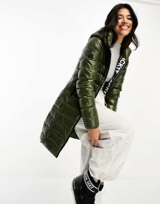 JACK1T R3D slick down coat in olive | ASOS