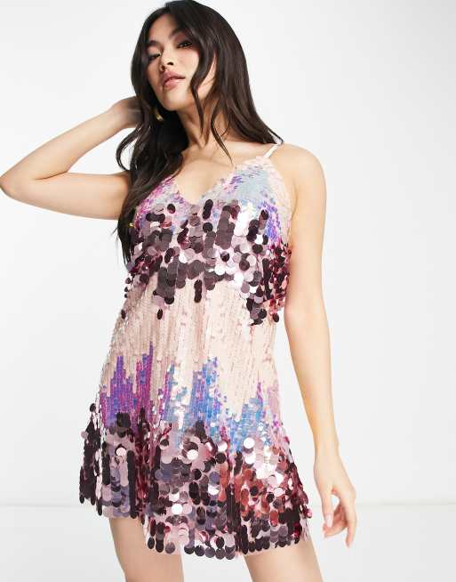 Jaded Rose Robe Caraco Courte à Sequins Mélangés Asos