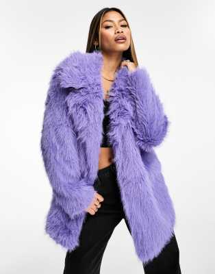 Jayley - Manteau court en fausse fourrure - Lilas | ASOS