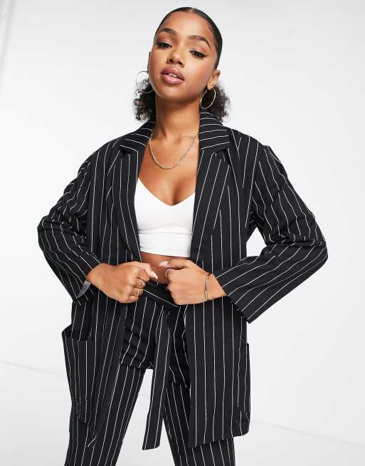 Jdy Blazer Densemble Ajusté à Fines Rayures Noir Asos