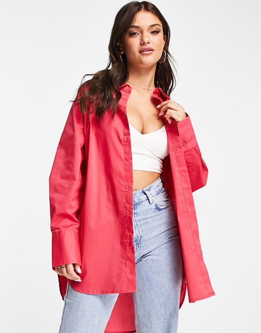 JDY - Camicia oversize taglio lungo rosa lampone | ASOS JDY - Camicia oversize taglio lungo rosa lampone | ASOS