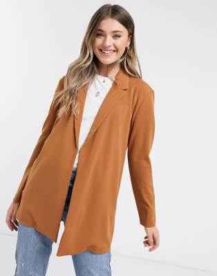 JDY geggo long line blazer in brown | ASOS