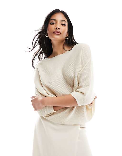 JDY - Pull côtelé à manches chauve-souris - Crème | ASOS JDY - Pull côtelé à manches chauve-souris - Crème | ASOS