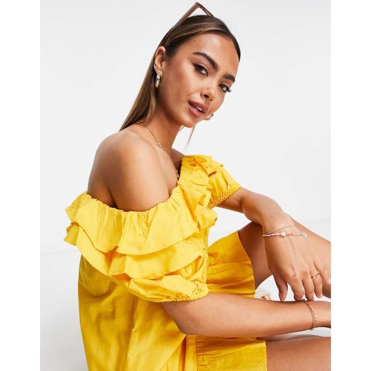 Asos Luxe Wired Ruffle One Shoulder Ruched Mini Dress In 41 Off
