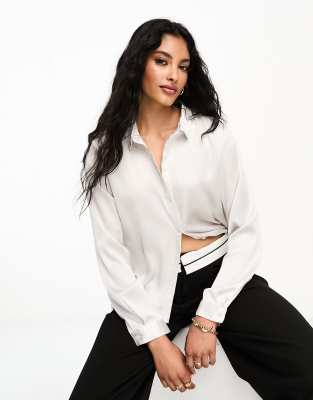 JDY satin shirt in white | ASOS