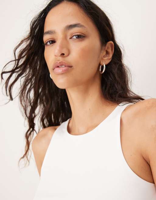 JDY second skin racer tank top in white | ASOS
