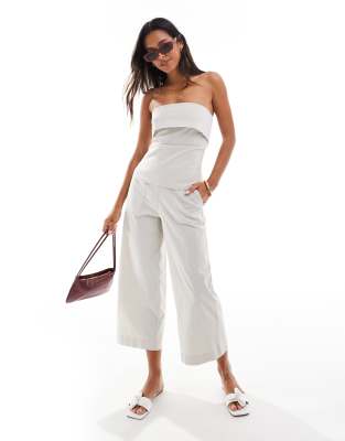 JDY tailoring fold over top & cropped pants set in stone | ASOS
