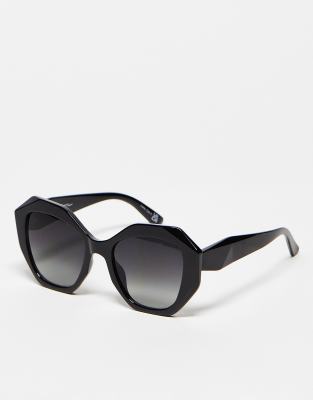 Jeepers Peepers dramatic hexagonal sunglasses in black | ASOS