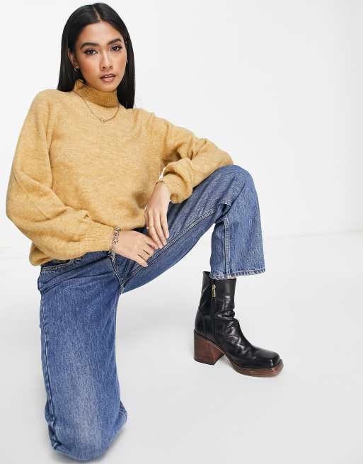 Jersey Color Camel Con Mangas Abullonadas De Vero Moda Asos