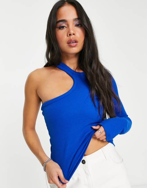 Jjxx Asymetric One Shoulder Top In Bright Blue Asos