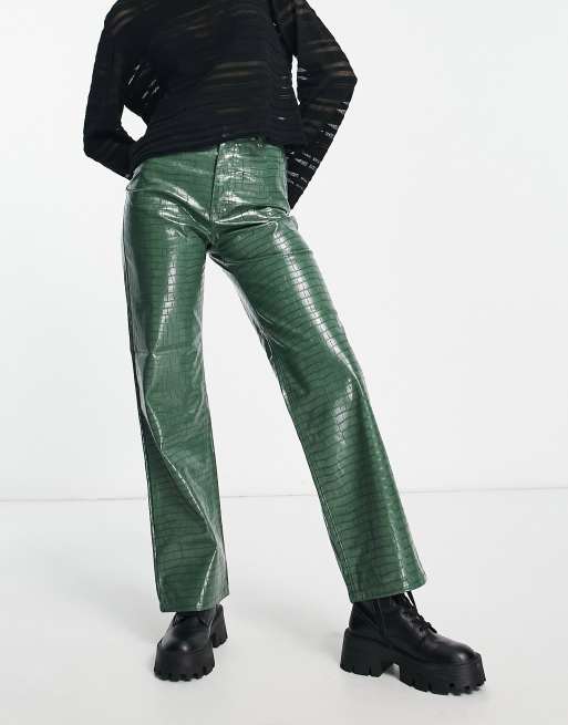 JJXX - Kenya - Pantalon d'ensemble droit en similicuir - Vert croco | ASOS