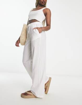 JJXX - Pantalon droit d'ensemble en lin mélangé - Blanc | ASOS