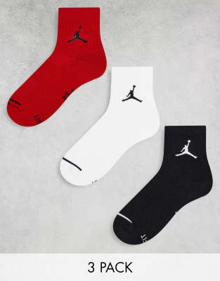 Jordan Everyday Max 3 pack ankle socks in black/white/red | ASOS