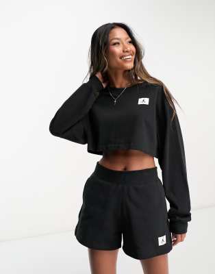 Jordan - Flight - T-shirt crop top à manches longues - Noir | ASOS