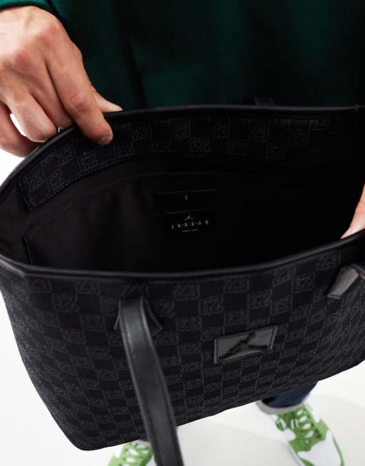 Jordan Monogram Holdall tote bag in black | ASOS