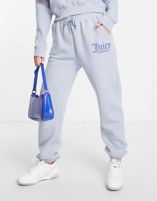 Juicy Couture fleeced cuffed trackies in blue (part of a set) | ASOS