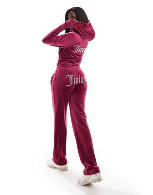 Juicy Couture velour straight leg trackies in raspberry exclusive to ...