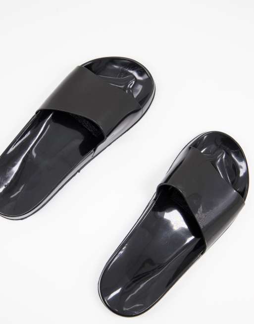 Juju jelly flat slides in black | ASOS