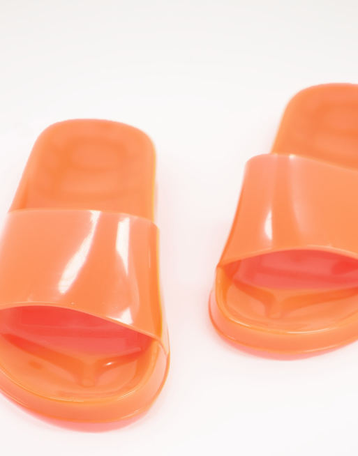Juju jelly flat slides in bright coral | ASOS