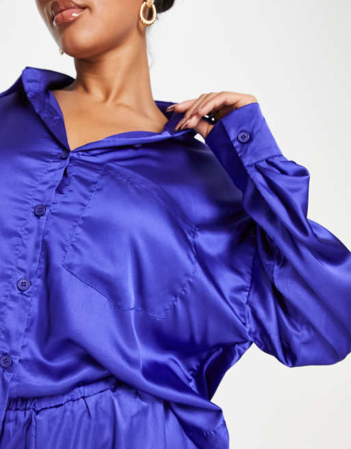 Kaiia - Chemise d'ensemble oversize en satin - Violet | ASOS