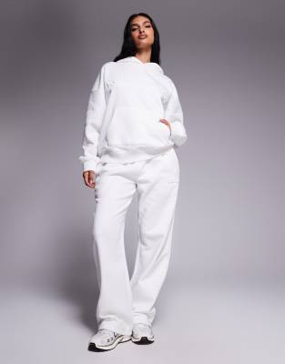 Kaiia embossed logo wide leg trackies in white (Part of a set) | ASOS