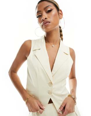 Kaiia - Top d'ensemble ajusté style veston - Écru | ASOS