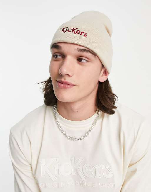 Kickers beanie in off white with logo embroidery | ASOS