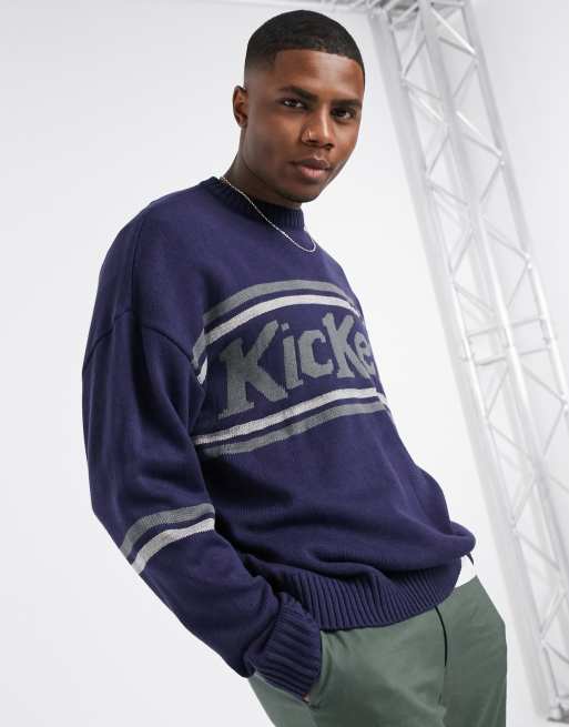 Kickers classic logo knitted sweater in navy | ASOS