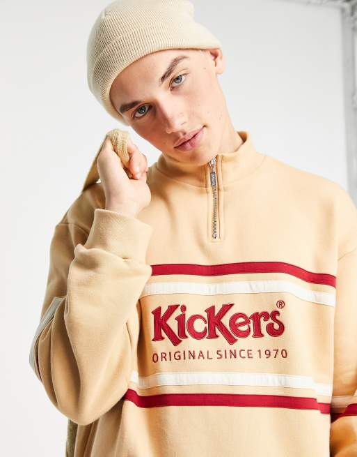 Kickers half zip sweatshirt in beige | ASOS